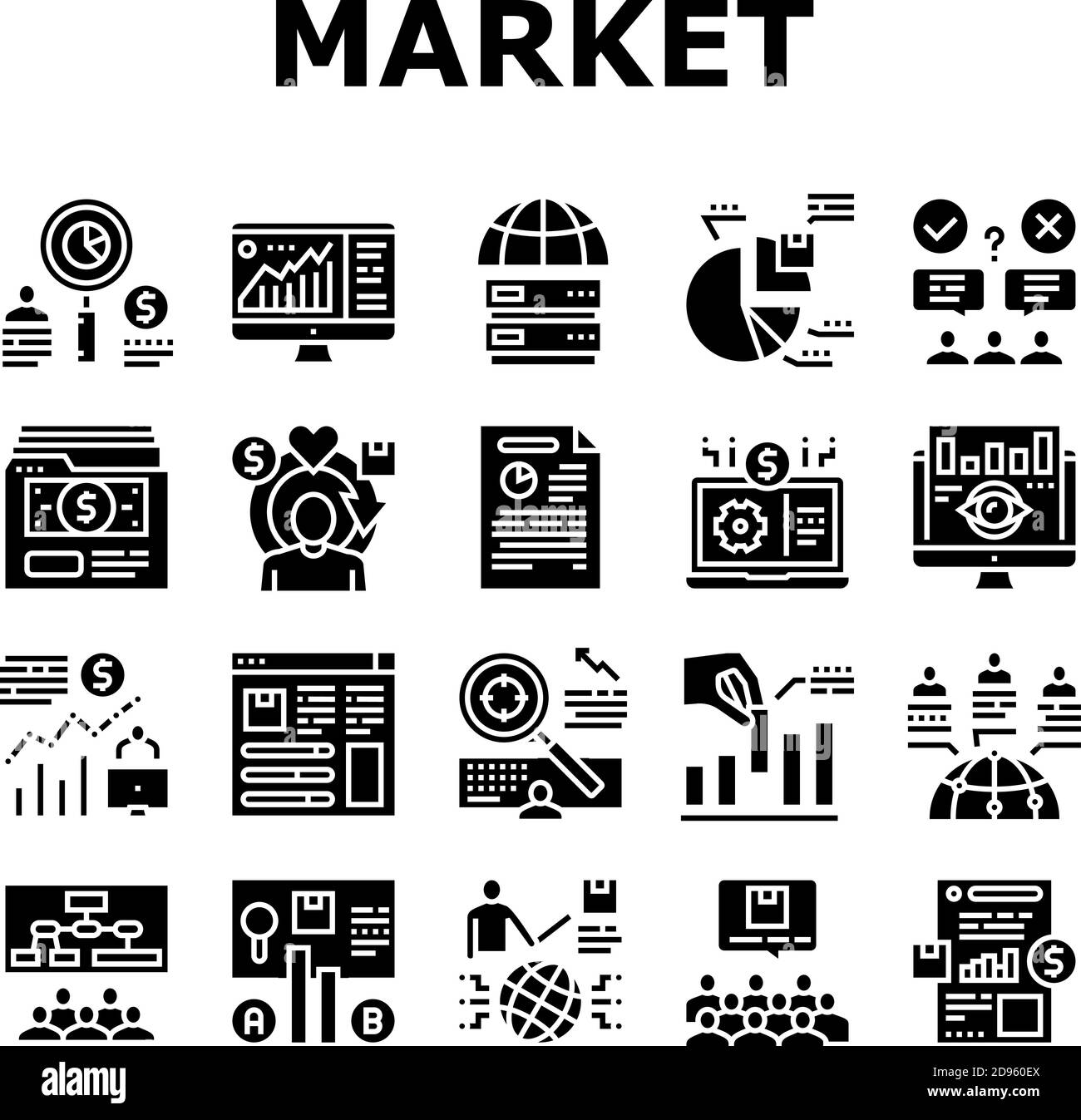 Market Research And Analysis Icons Set Vector Stock Vector Image & Art ...