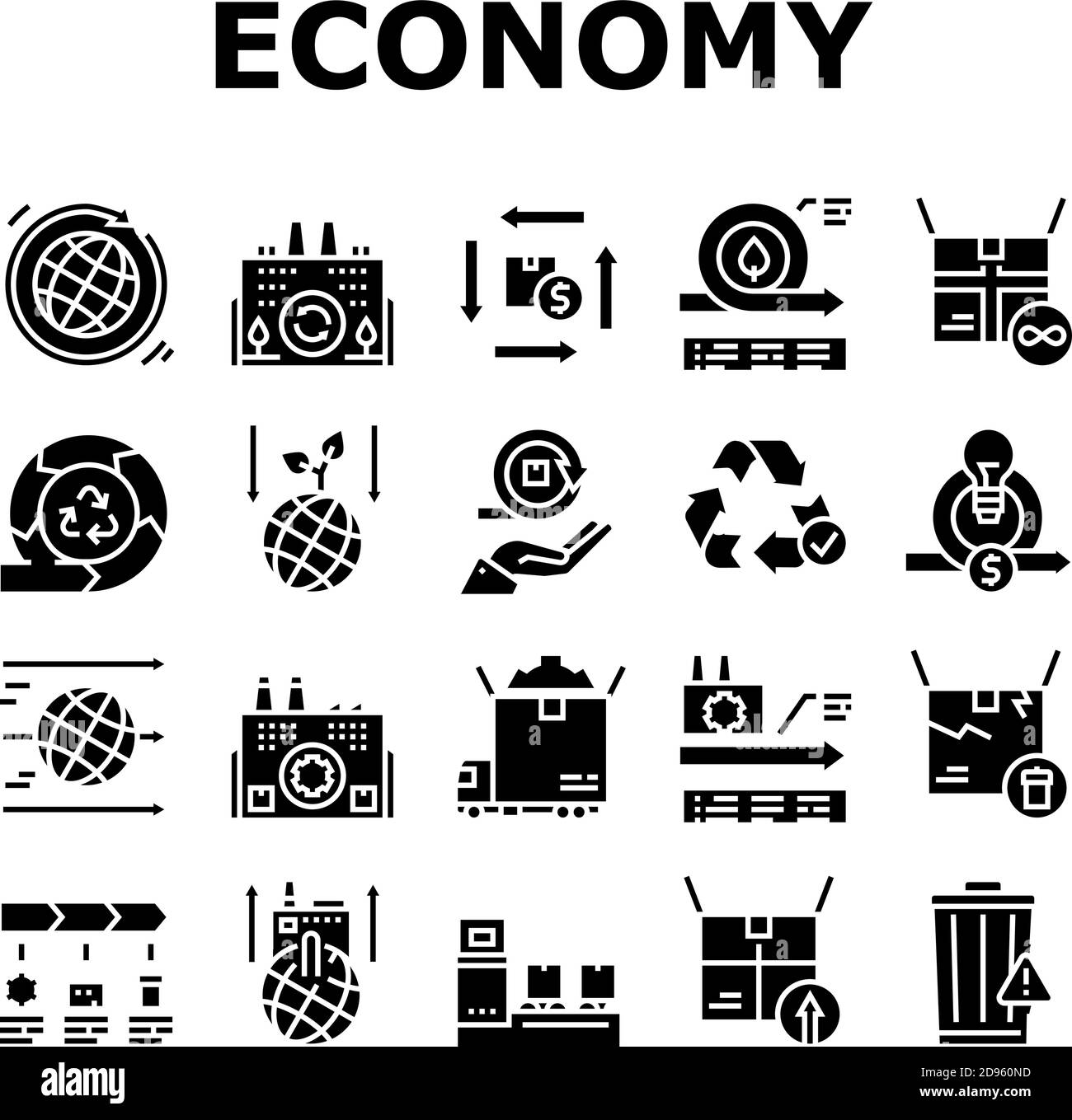Circular And Linear Economy Model Icons Set Vector Stock Vector Image ...