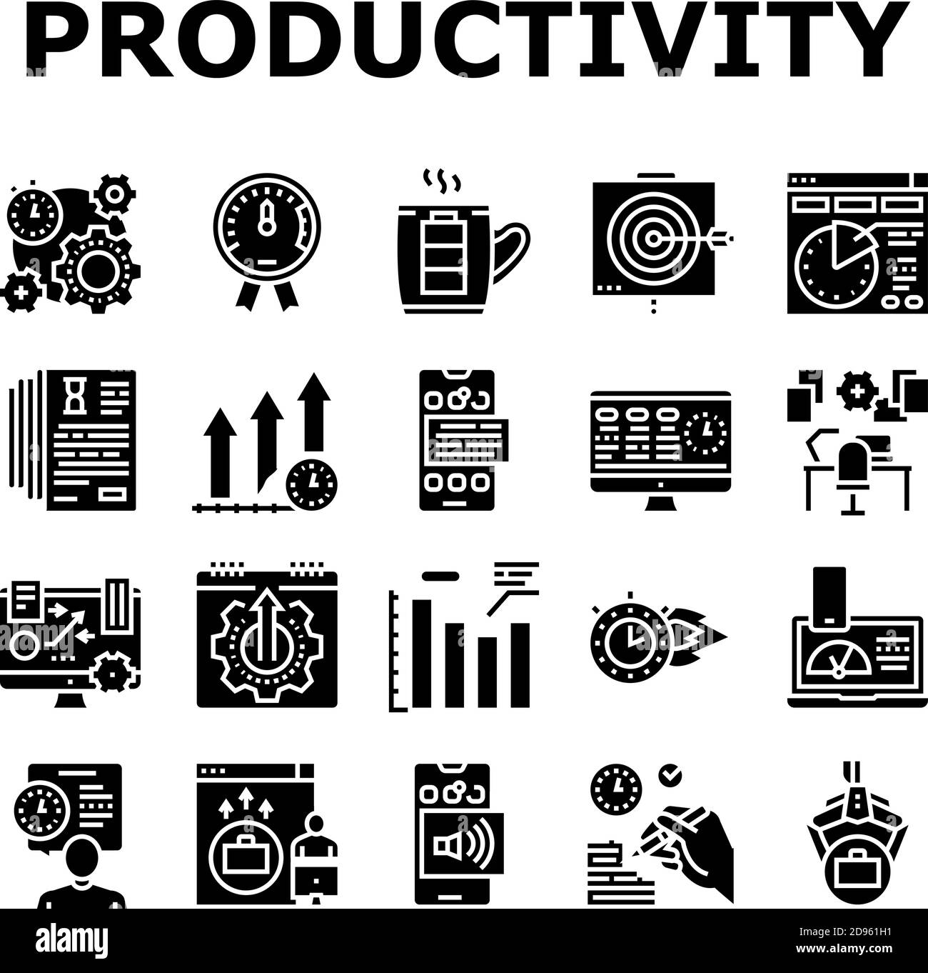 Productivity Manage Collection Icons Set Vector sign Stock Vector Image ...