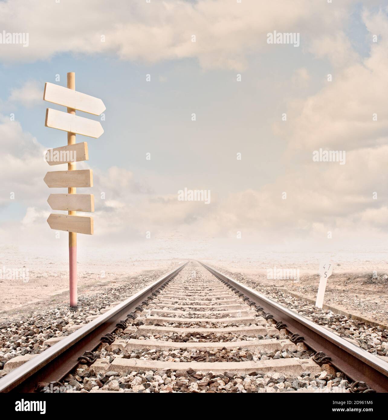 wood sign on a railway track Stock Photo - Alamy