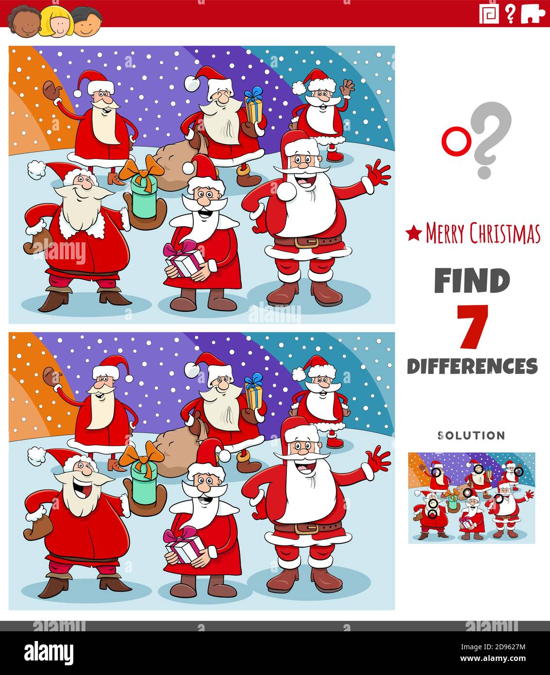 Cartoon illustration of finding differences between pictures ...