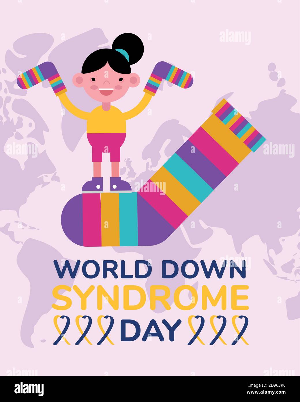 world down sindrome day campaign poster with little girl lifting colors ...