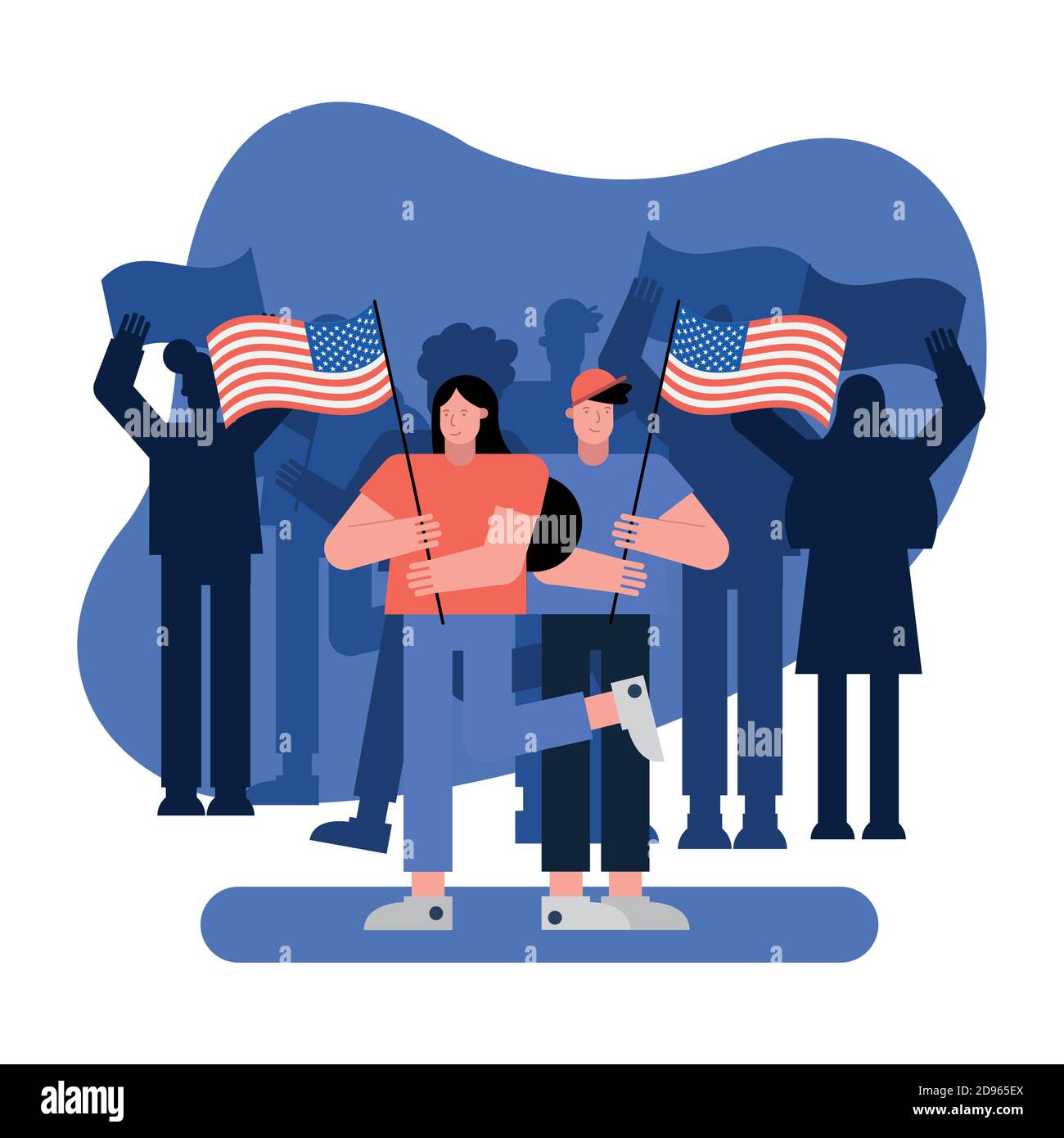 voters with usa flags election day vector illustration design Stock ...