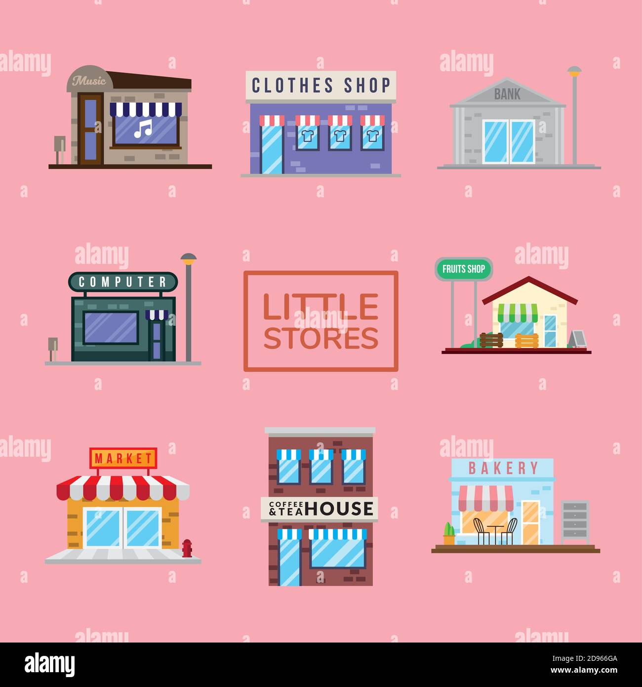 group of little stores facades vector illustration design Stock Vector ...
