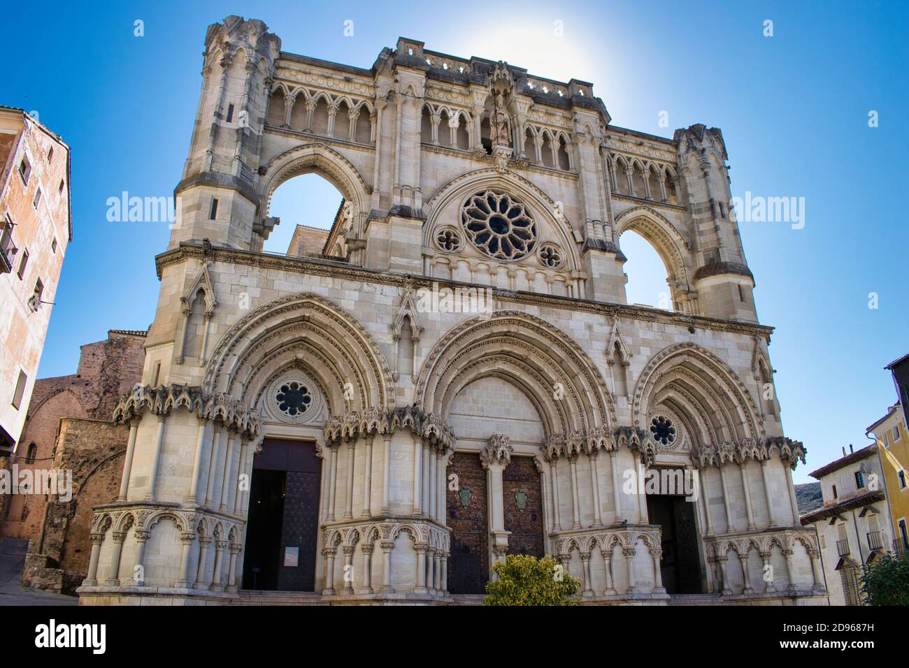 Facade of the gothic style cathedral of Cuenca, Spain Stock Photo - Alamy