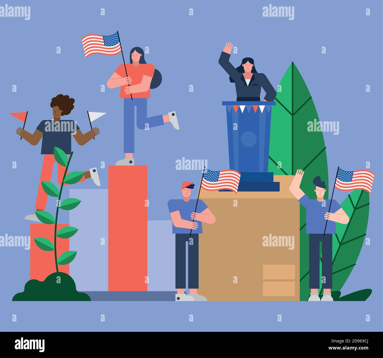 female candidate giving speech election day vector illustration design ...