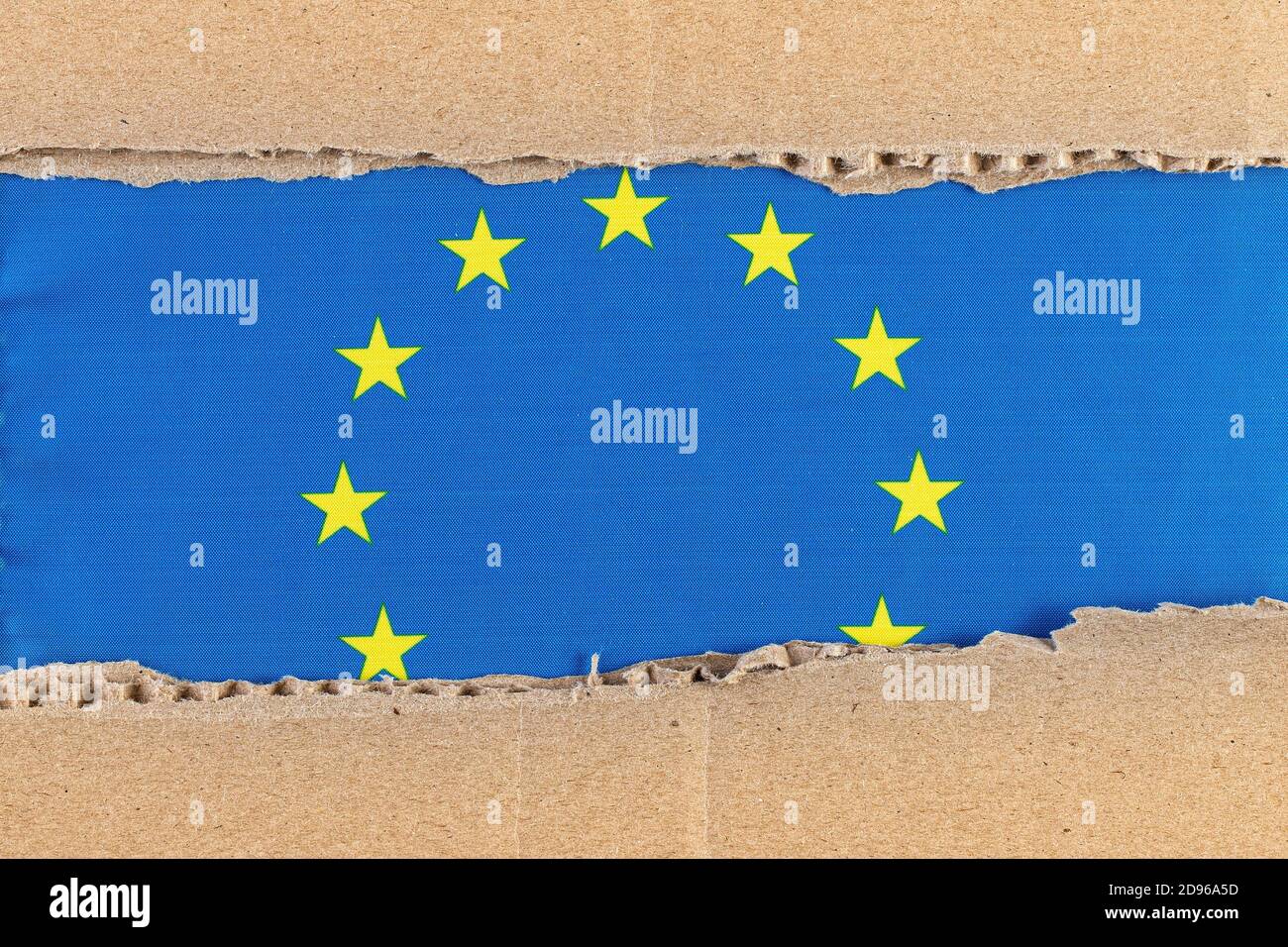 Torn paper with European Union flag. Travel concept with Flag of Europe ...