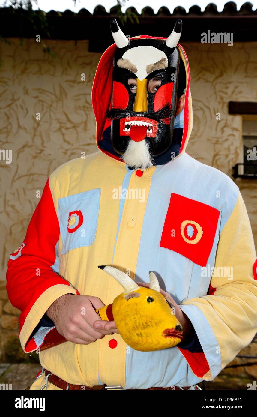 Botarga. Traditional mask of Arbancon, Guadalajara, Spain Stock Photo ...