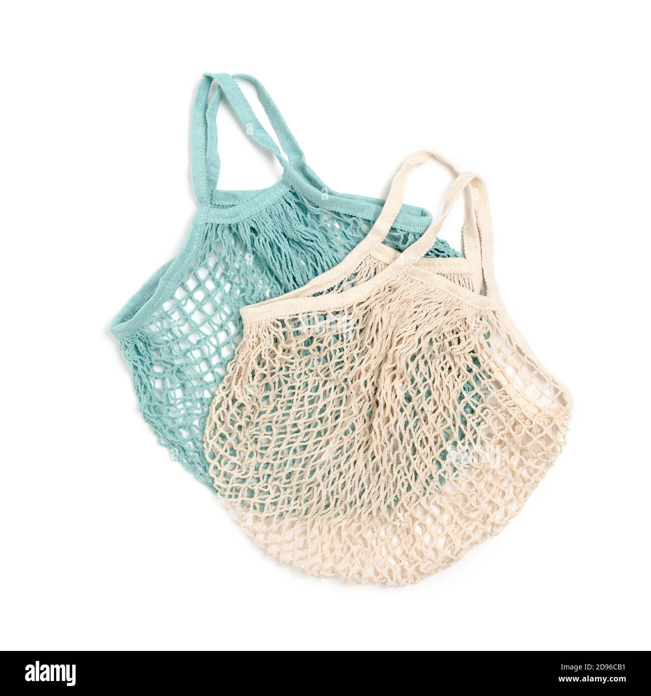 Composition with reusable shopping bags on white background Stock Photo ...