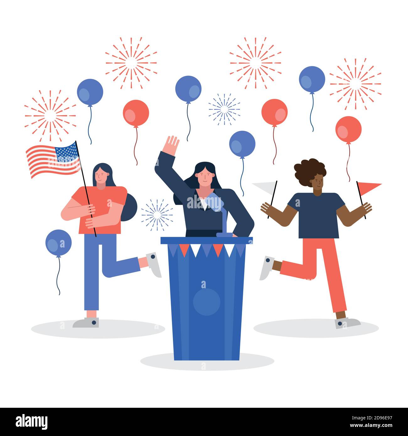 Female giving speech podium Cut Out Stock Images & Pictures - Alamy