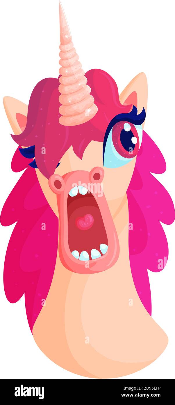 Cute shocked unicorn with open mouth illustration Stock Vector Image ...