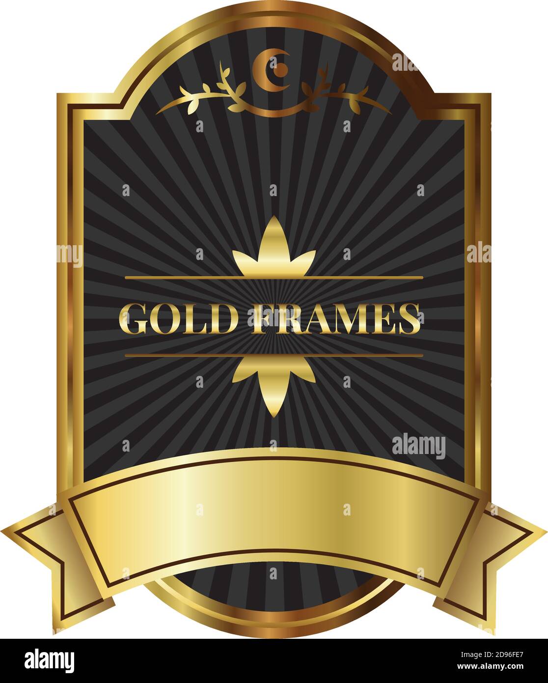 elegant golden frame emblem with lettering and ribbon vector ...