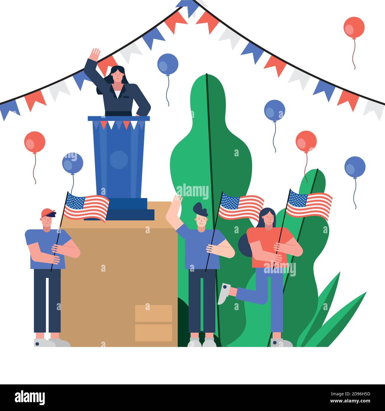 Female giving speech podium Stock Vector Images - Alamy