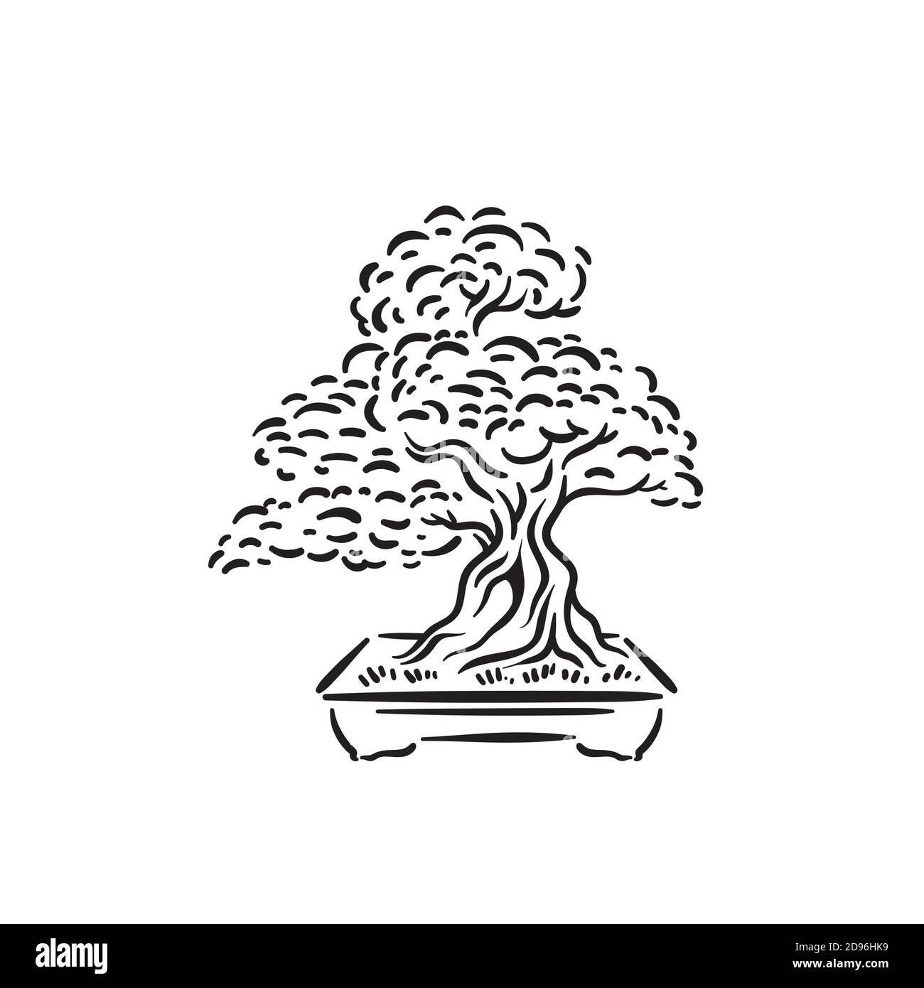 Bonsai Tree Line Drawing