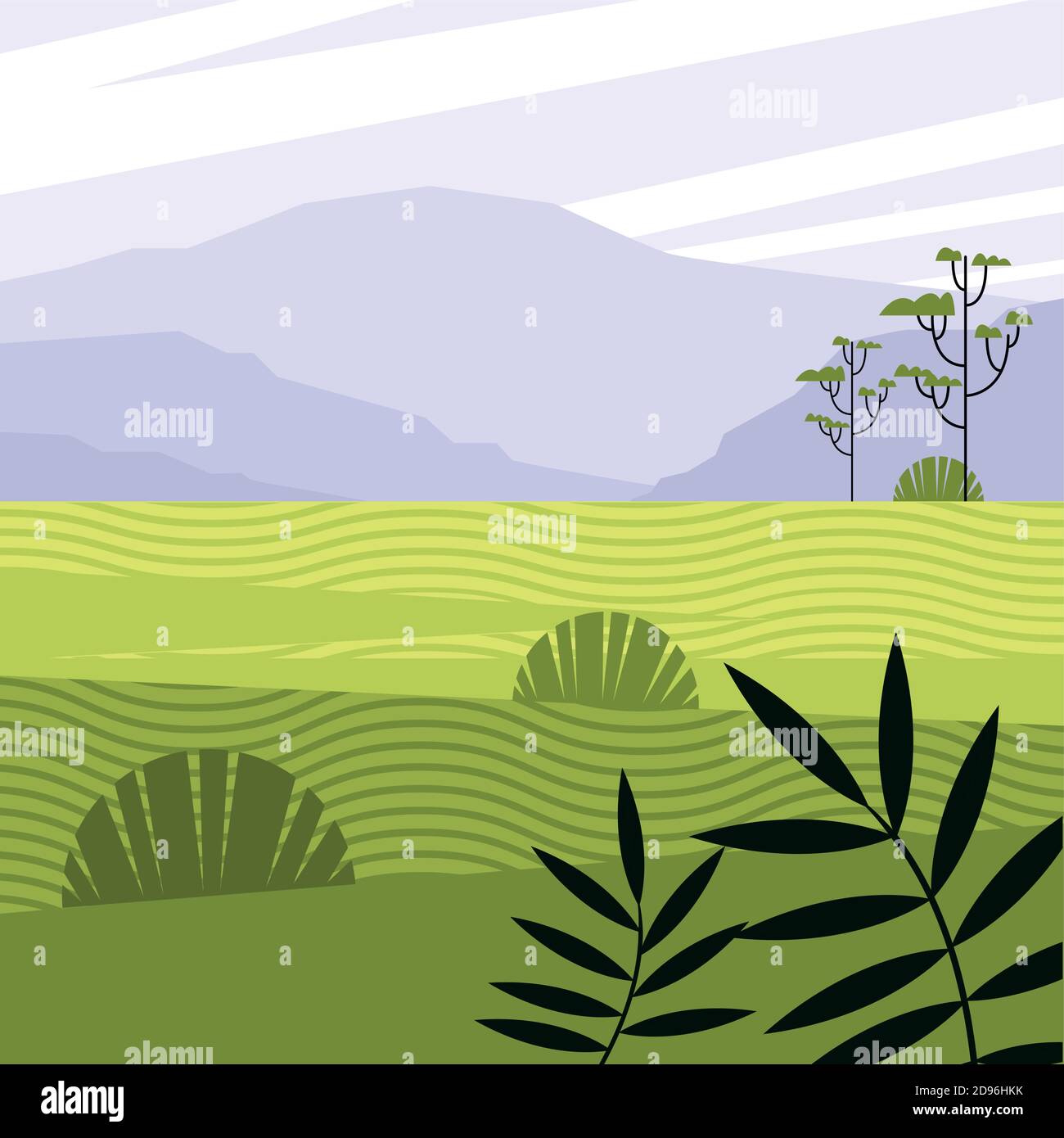 beautiful landcape scene with field vector illustration design Stock ...