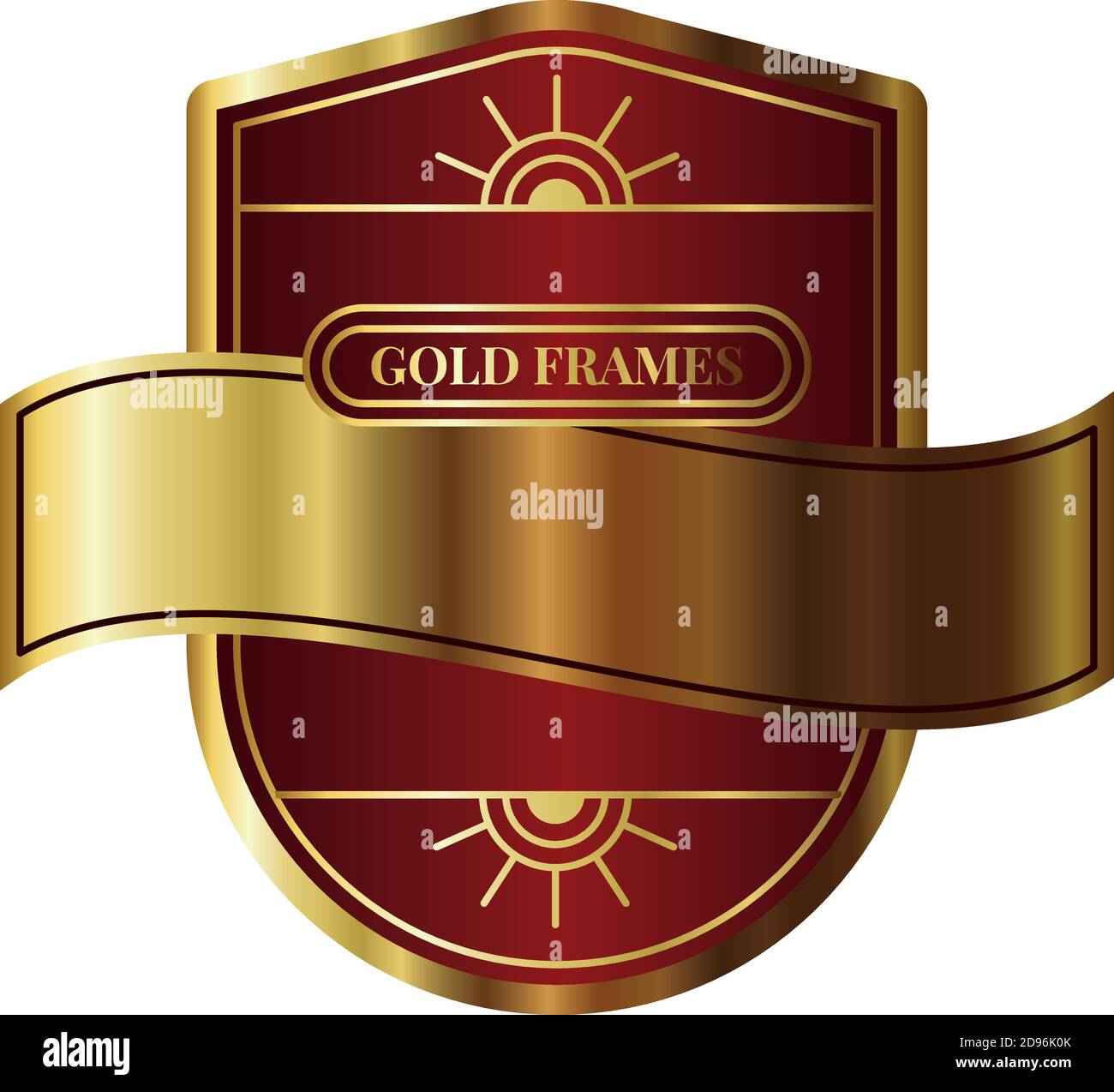 elegant golden frame emblem with lettering and ribbon vector ...