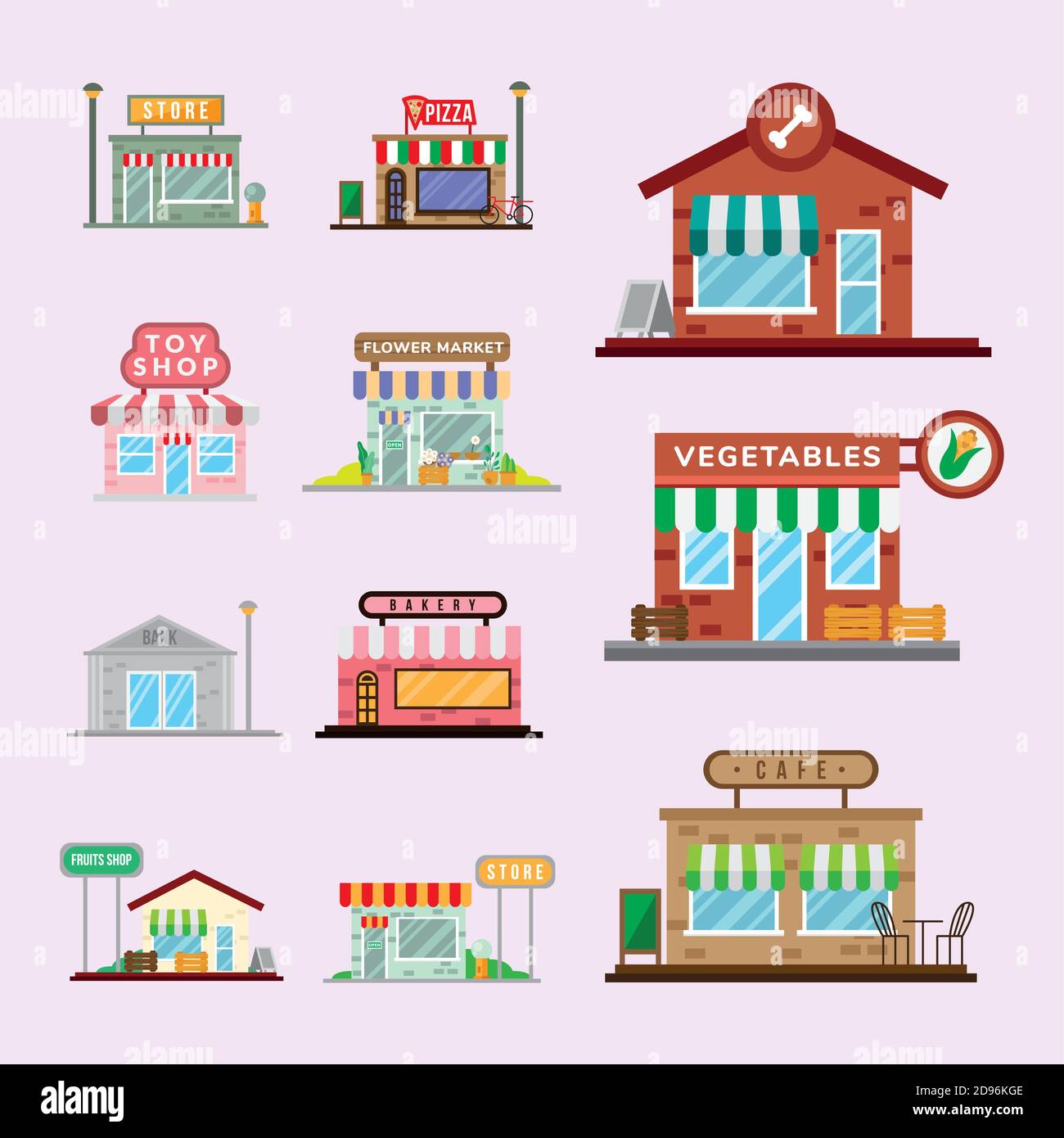 group of little stores facades vector illustration design Stock Vector ...