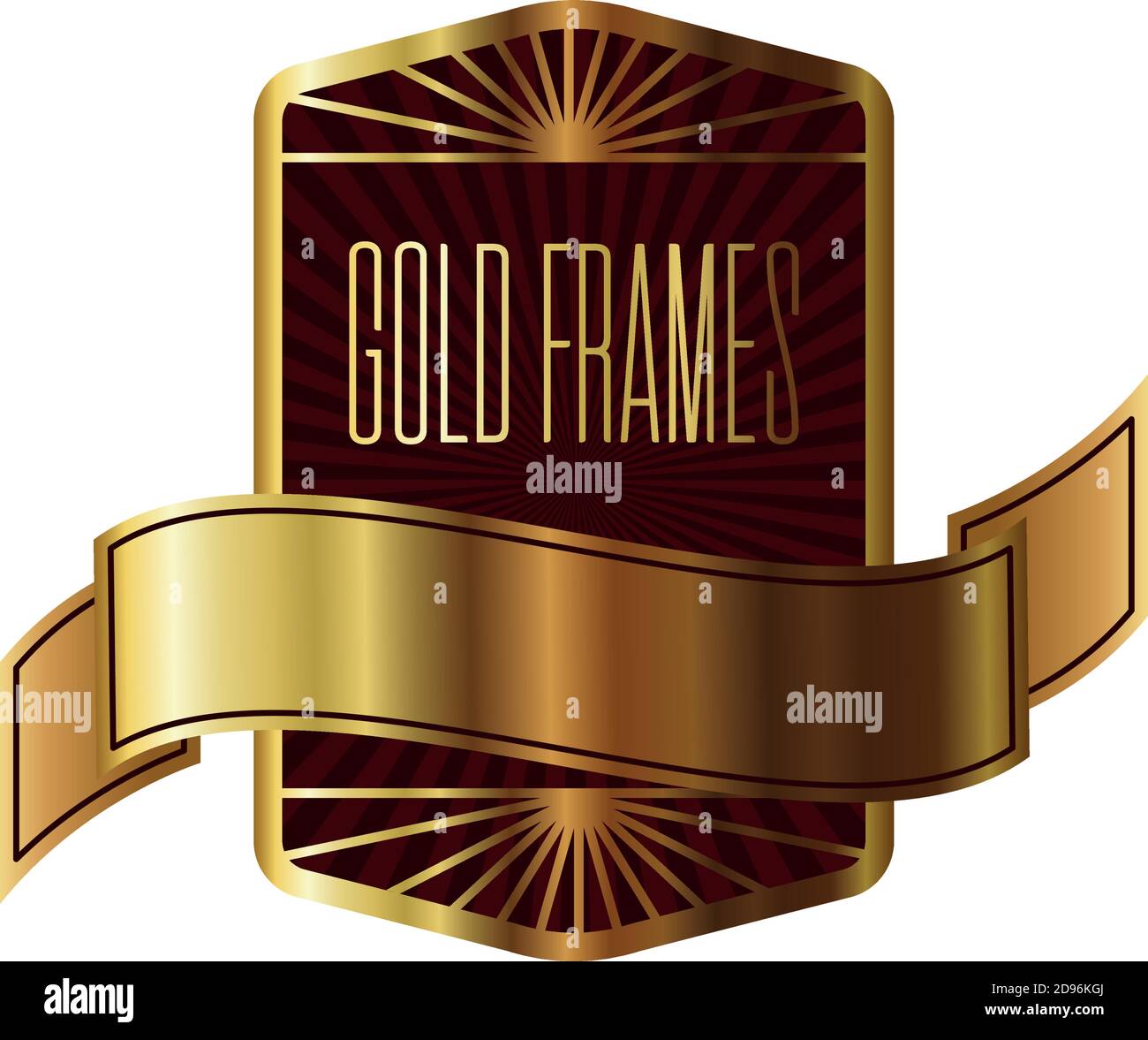 elegant golden frame emblem with lettering and ribbon vector ...