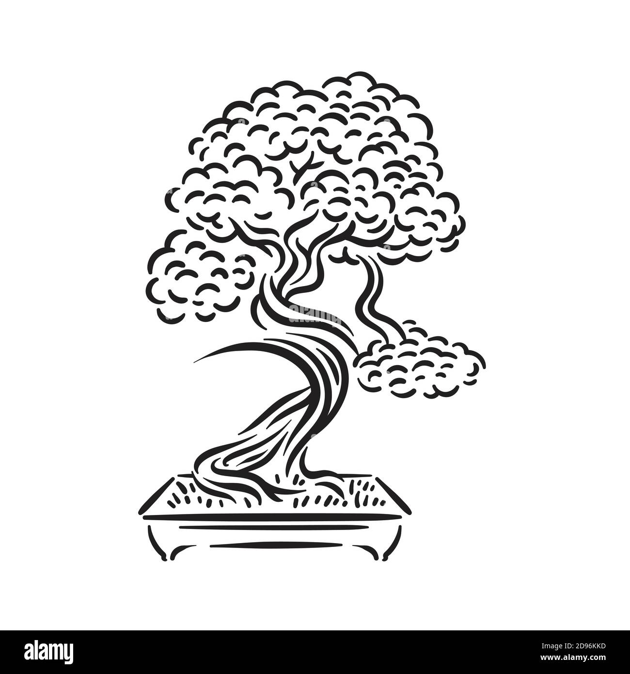 Japanese old bonsai tree in pot logo Stock Vector Image & Art - Alamy