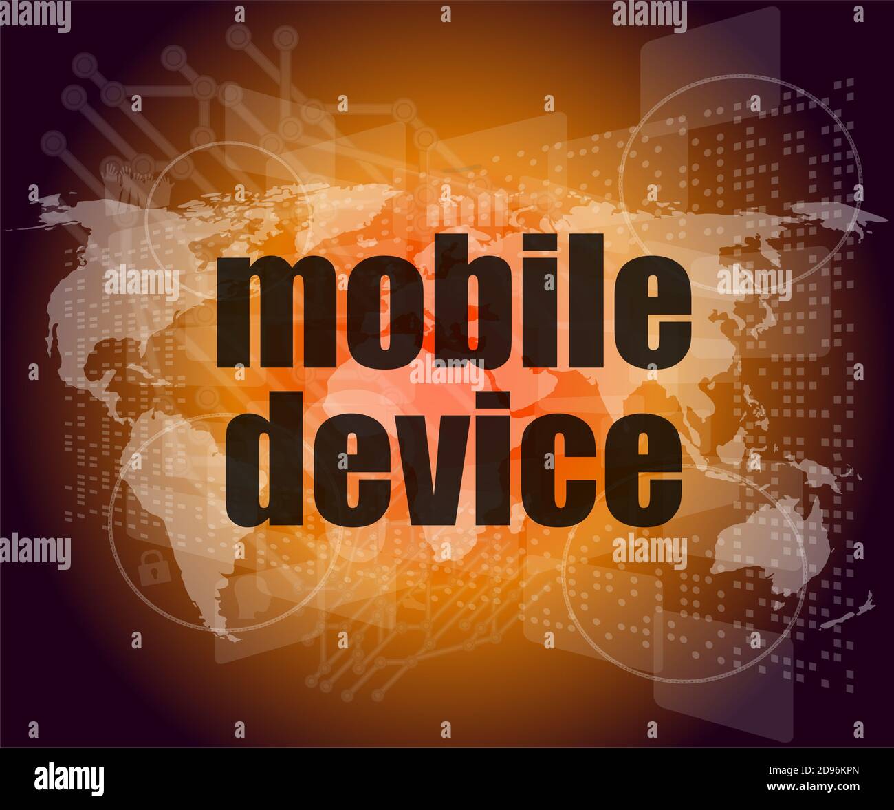 word mobile devices on digital screen 3d Stock Photo - Alamy