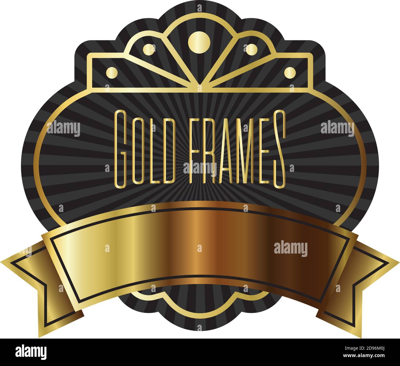 elegant golden frame emblem with lettering and ribbon vector ...