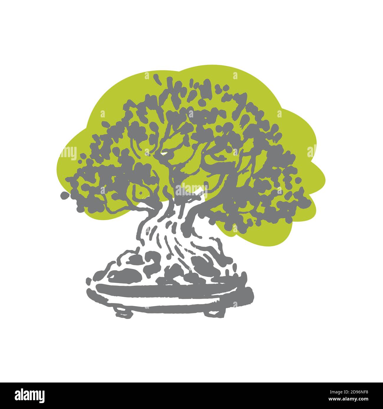 Japanese old bonsai tree in pot hand drawn logo Stock Vector Image ...