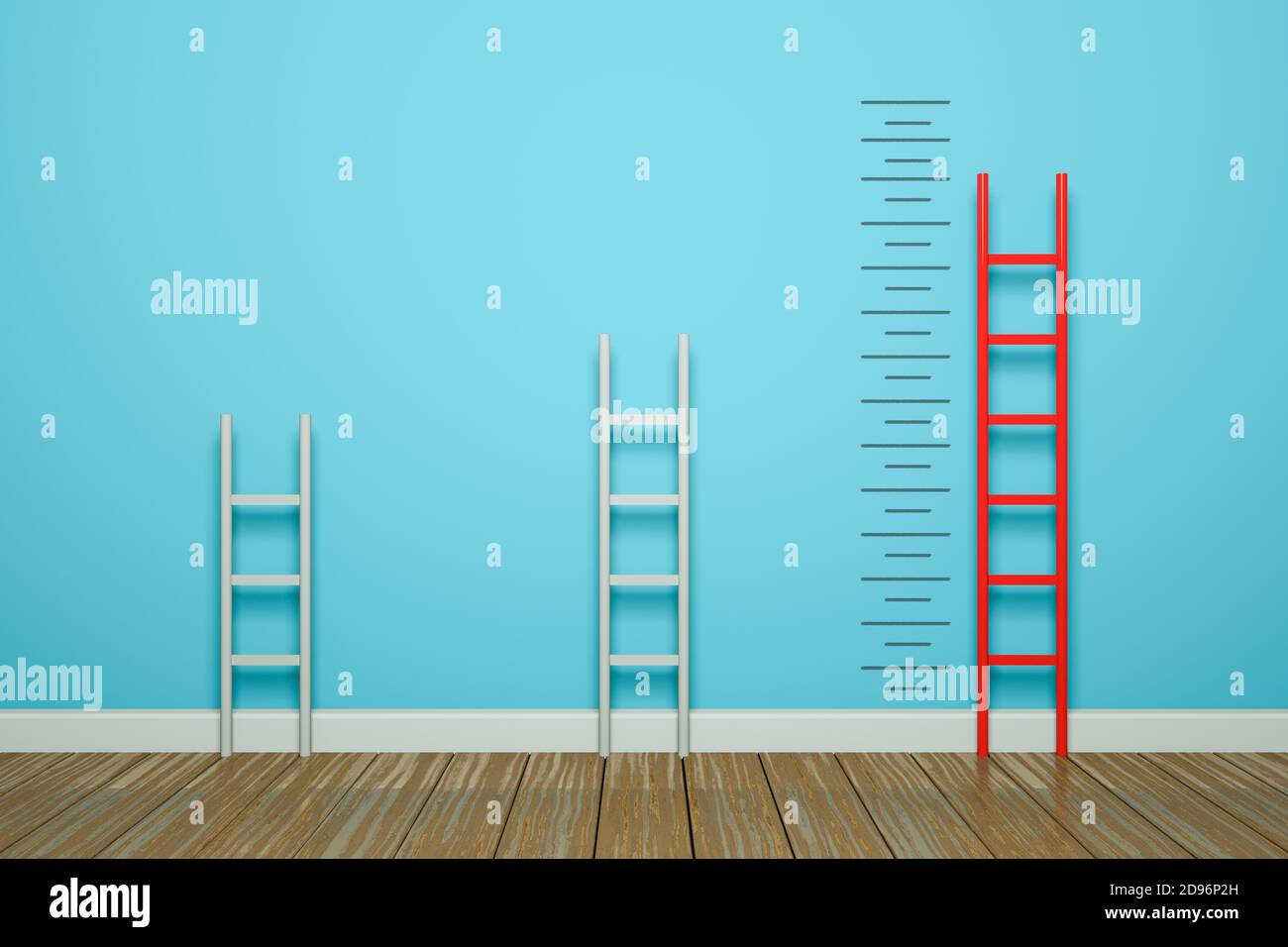 Three ladders are measuring among red ladder the growth on the ...