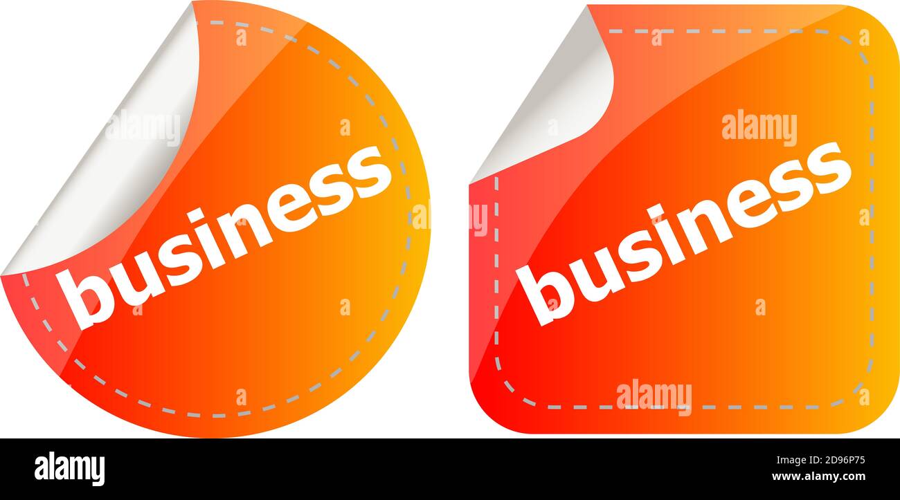 business word on stickers button set, label Stock Photo - Alamy