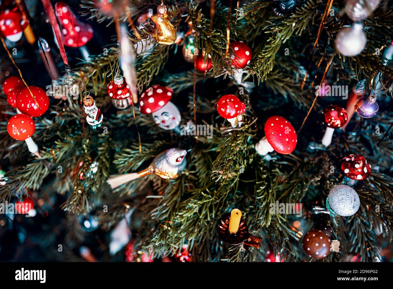 Branches of a crazy Christmas trees with a variety of different ...