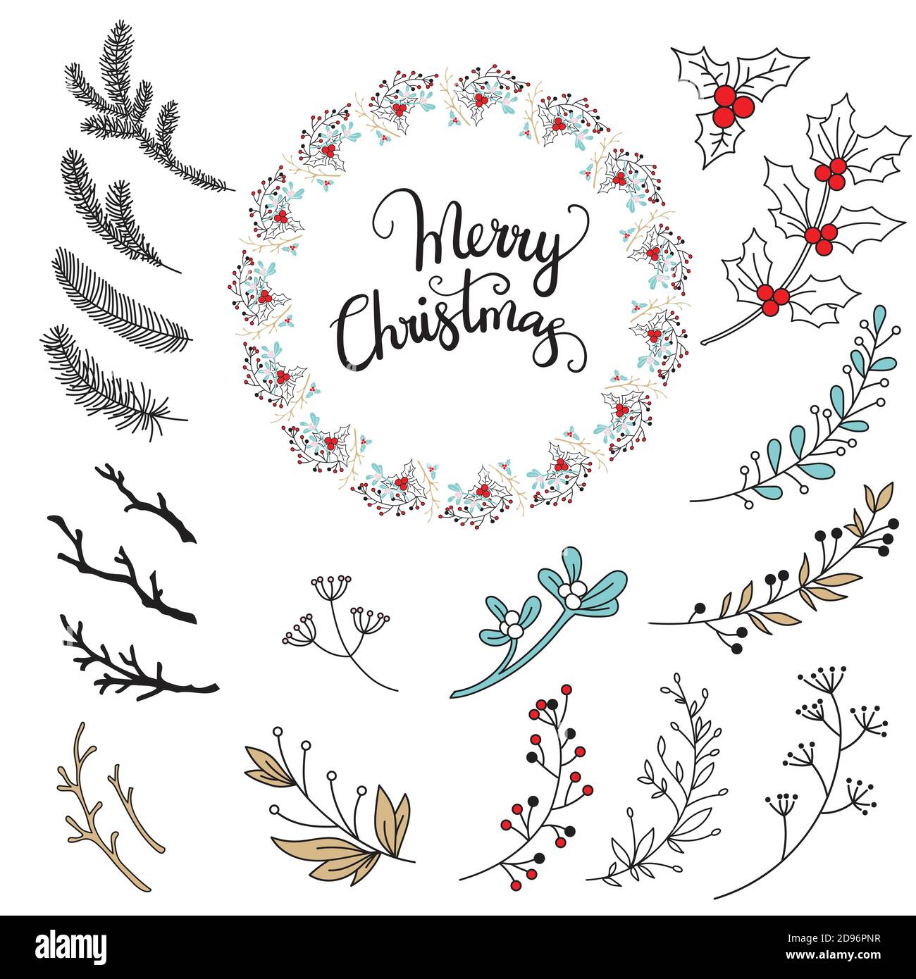 Merry christmas lettering cheerful Cut Out Stock Images & Pictures - Alamy