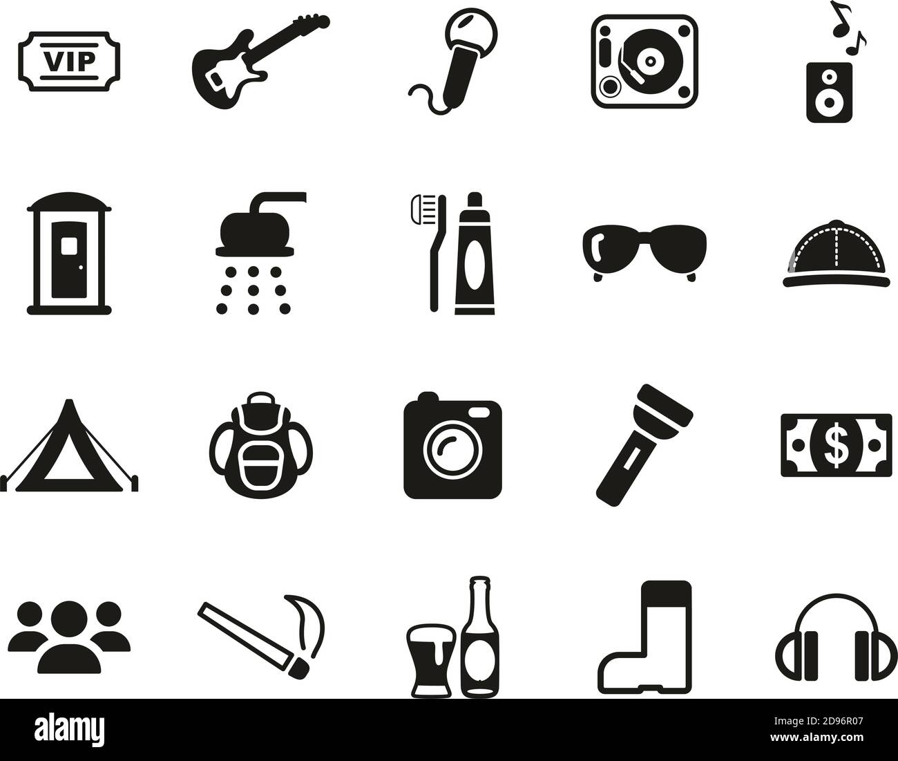 Music Festival Icons Black & White Set Big Stock Vector Image & Art - Alamy