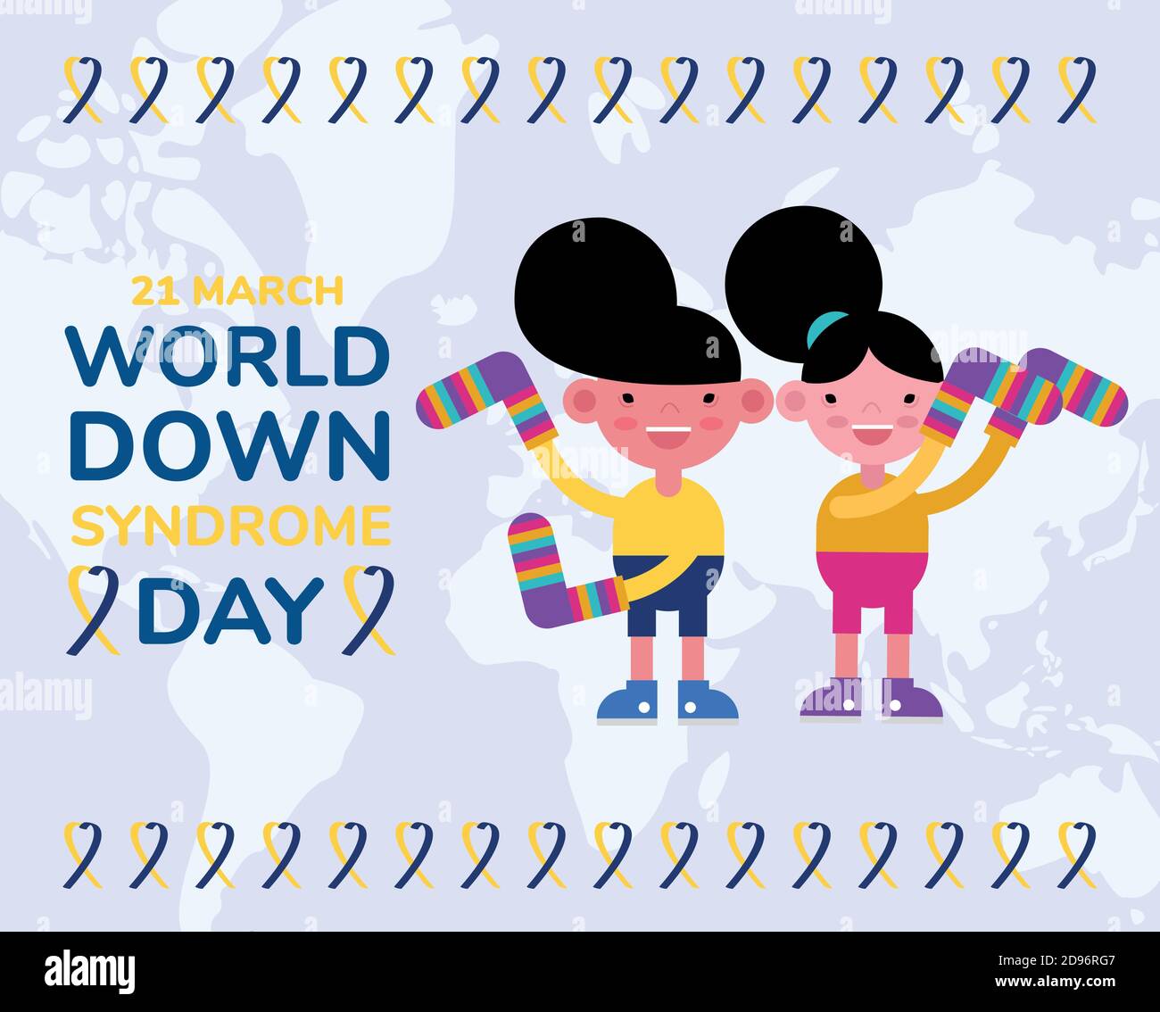 world down sindrome day campaign poster with kids and colors socks ...