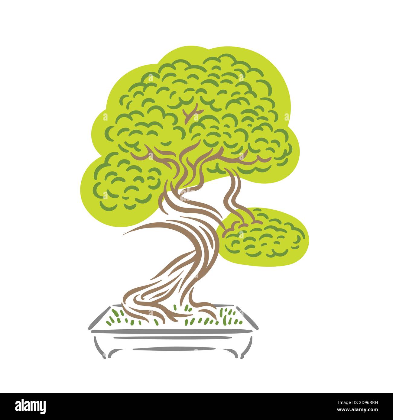 Japanese old bonsai tree in pot logo Stock Vector Image & Art - Alamy