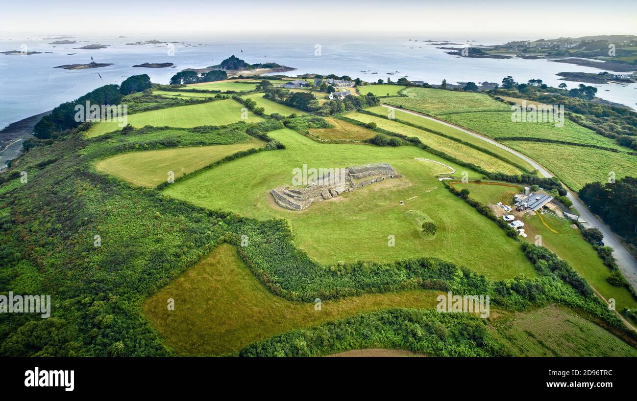 Plouezoc'h (Brittany, north-western France): aerial view of the great ...