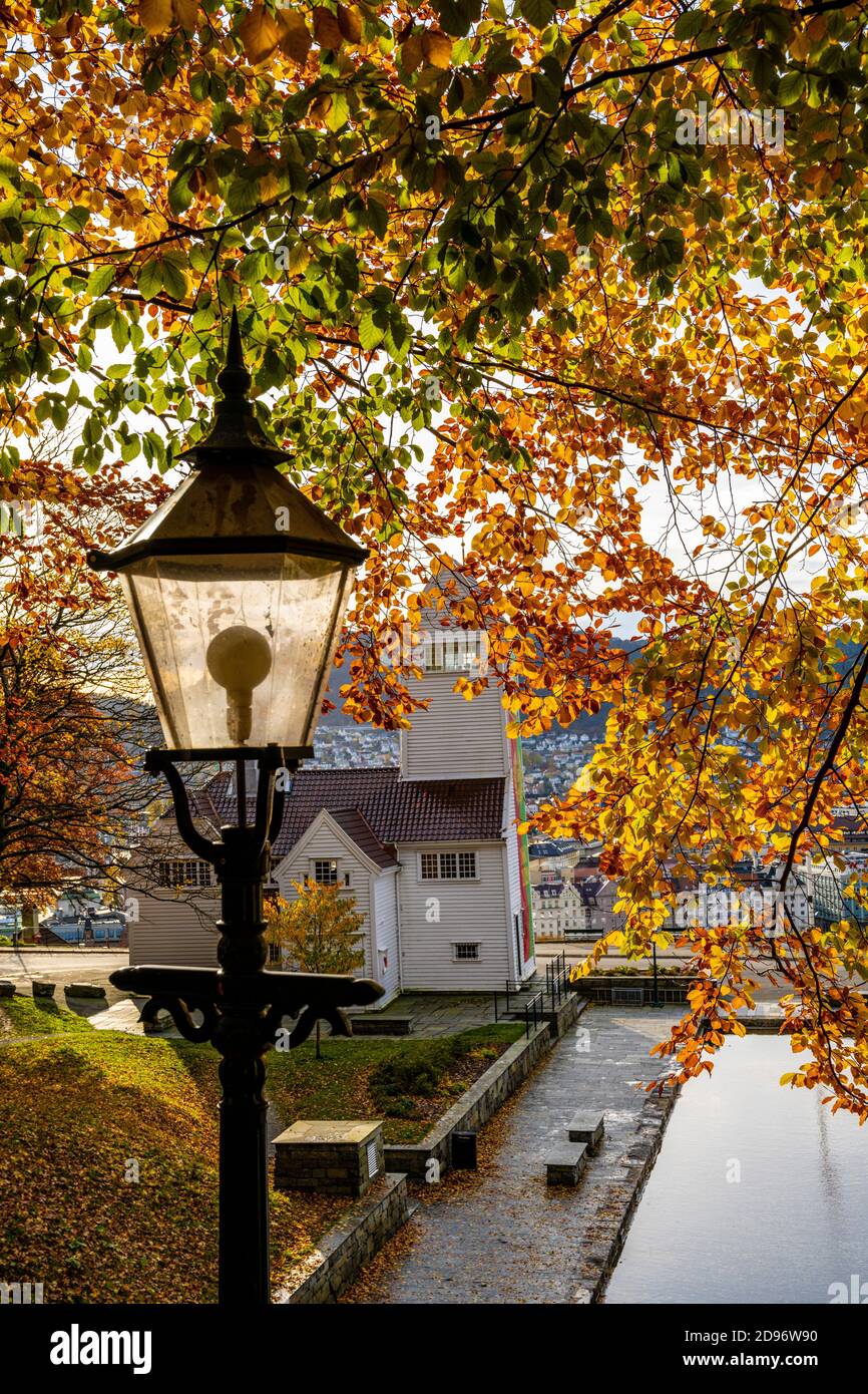 Autumn colours at the Skansen area in Bergen, Western Norway Stock ...