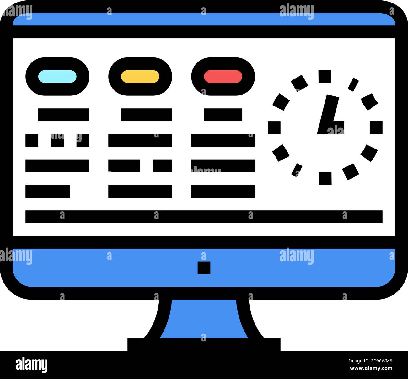 tasks on computer screen color icon vector illustration Stock Vector ...