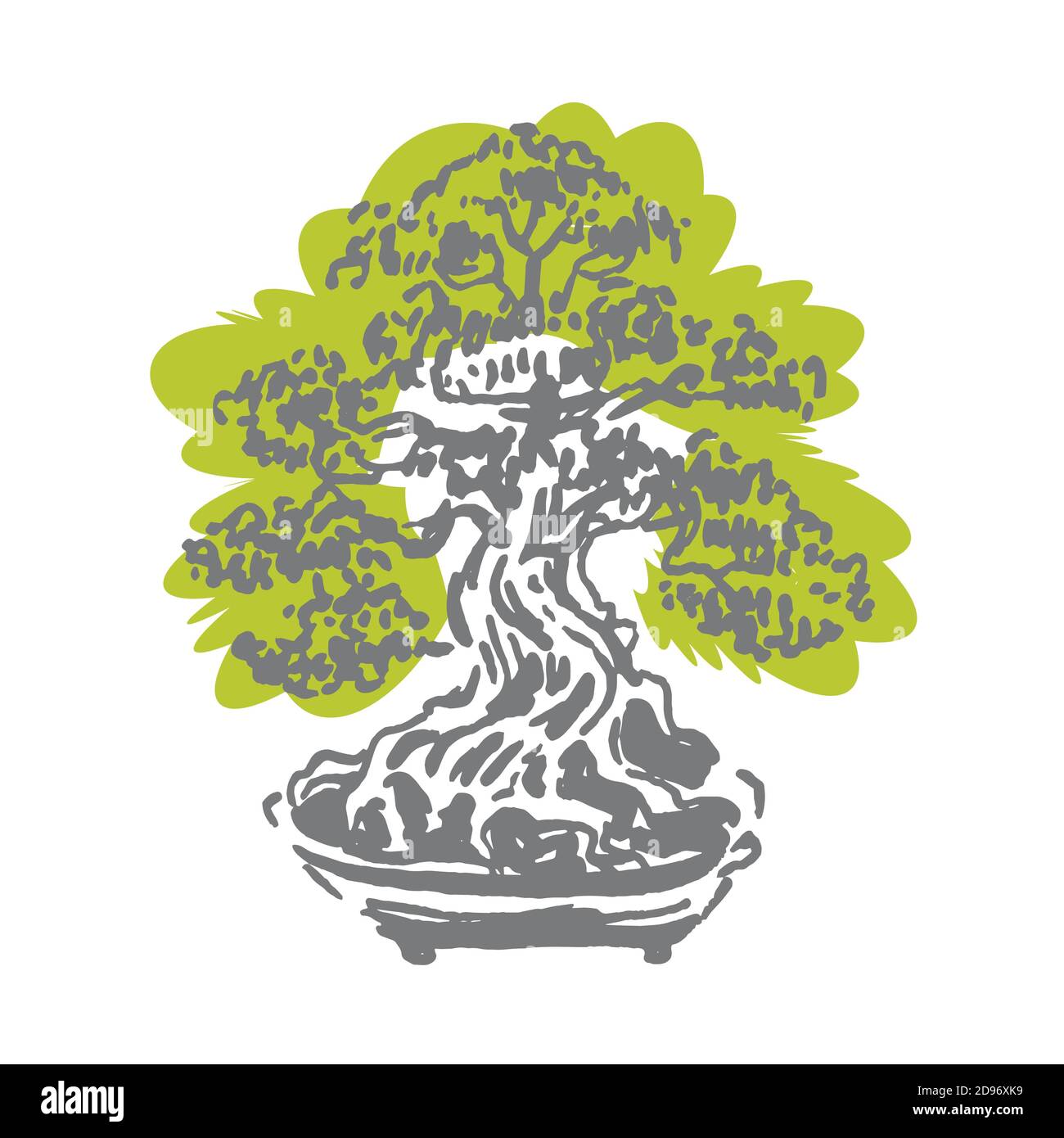 Japanese old bonsai tree in pot hand drawn logo Stock Vector Image ...