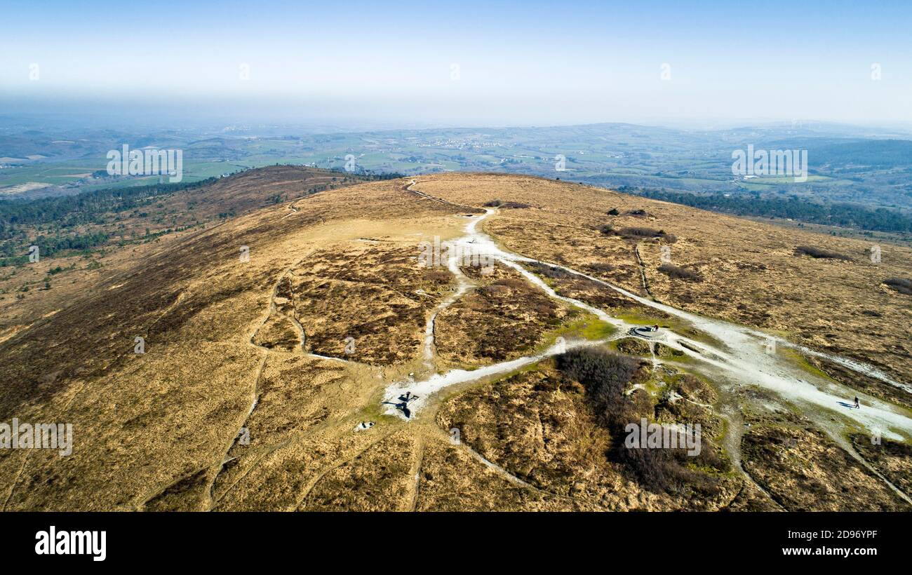 Aerial view of the Menez Hom hill on the peninsula of Crozon, in the ...