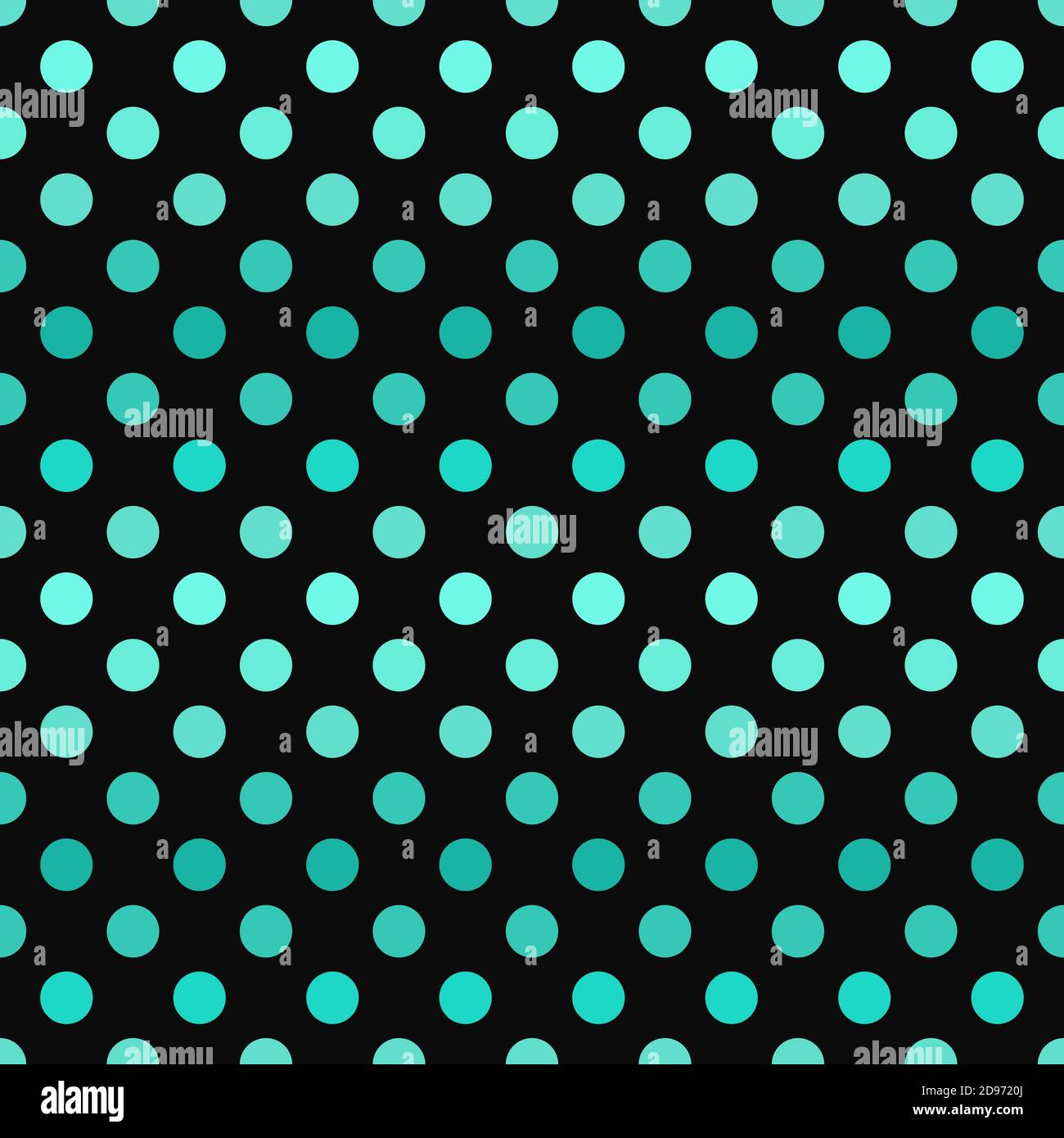 Blue polka dots gradient on black background flat seamless pattern ...