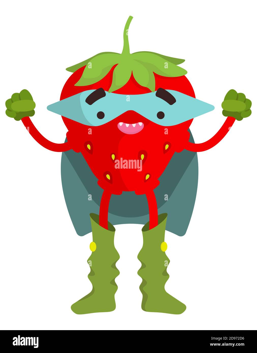 Funny fruit superhero. Strawberry in cartoon style Stock Vector Image ...