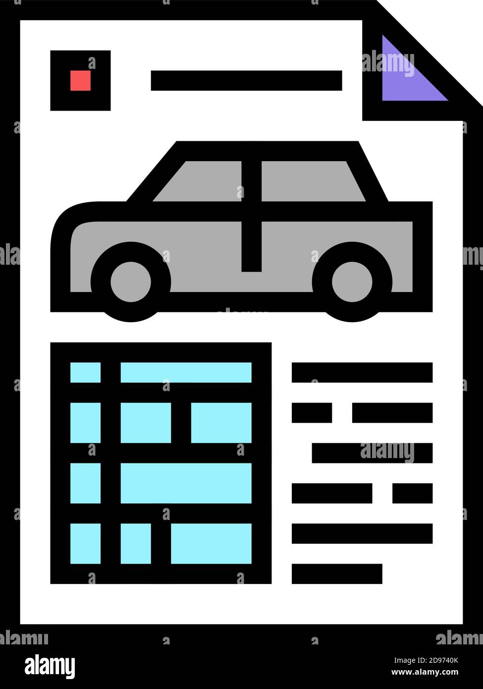 car characteristics paper list color icon vector illustration Stock ...