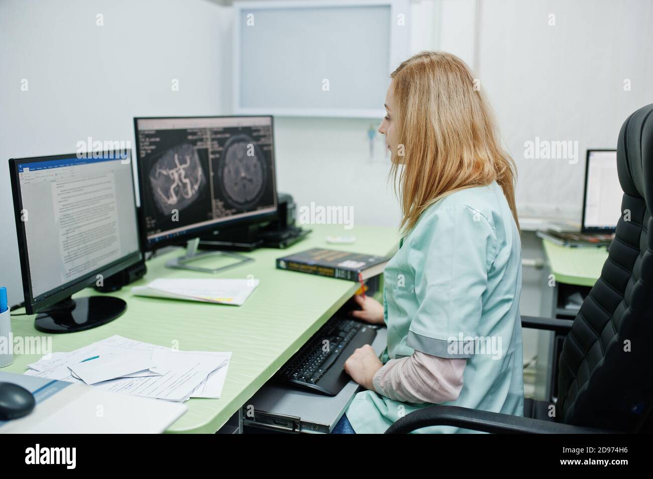Medical theme. Doctor in the mri office at diagnostic center in ...