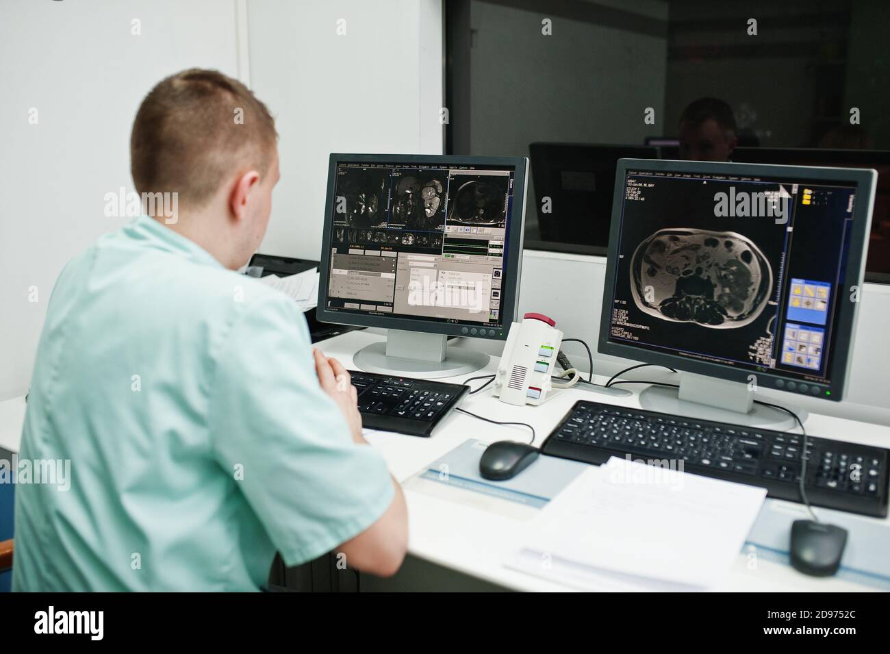 Medical theme. Doctor in the mri office at diagnostic center in ...