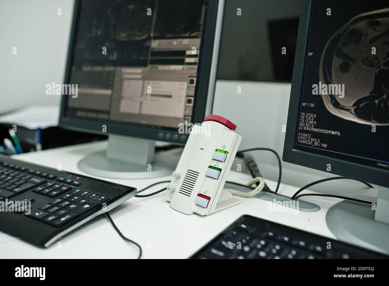Medical theme. Diagnostic mri center in hospital, monitors of computer ...