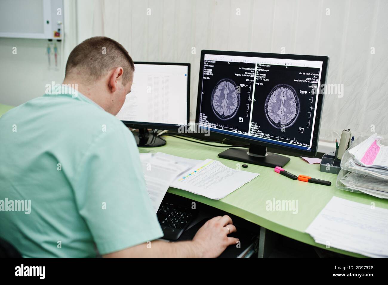 Medical theme. Doctor in the mri office at diagnostic center in ...