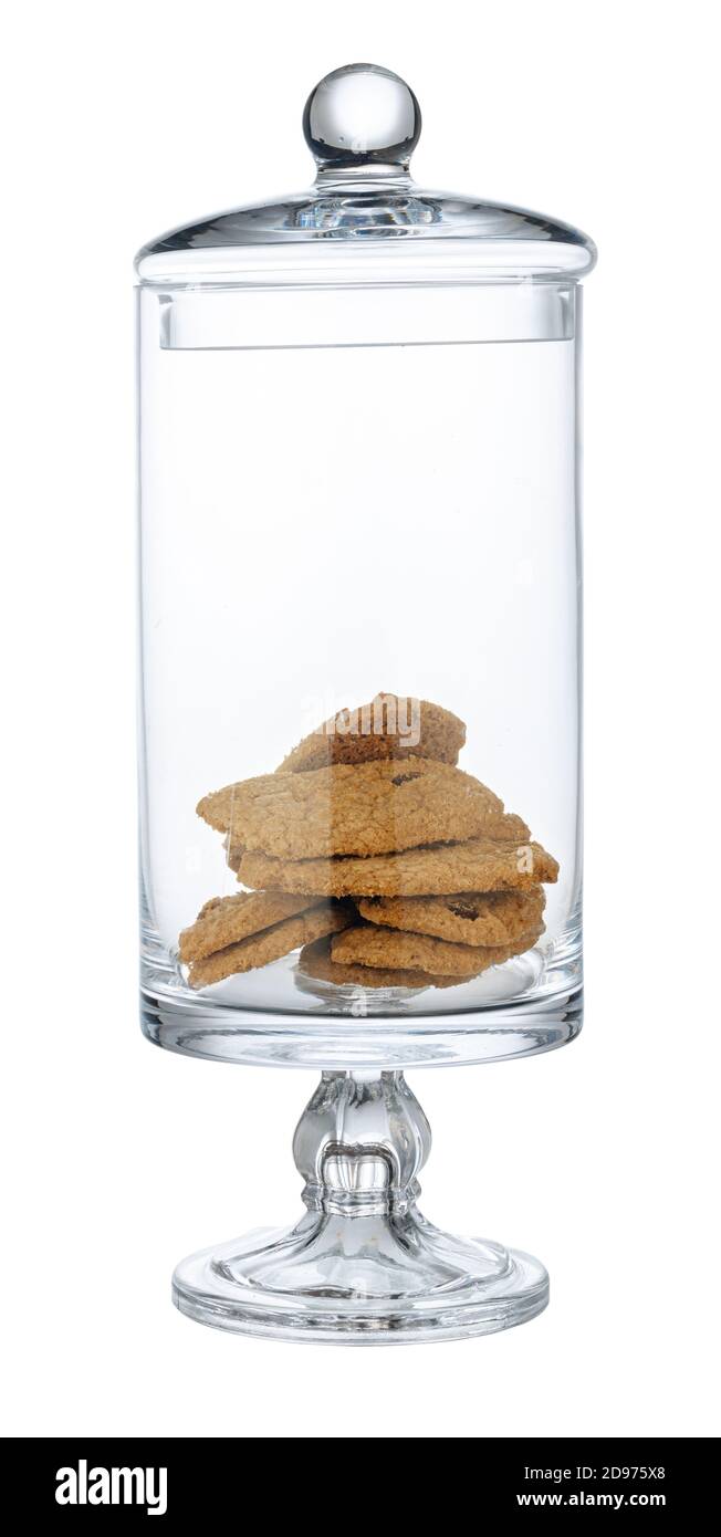 Glass storage jar for cookies isolated on white Stock Photo - Alamy