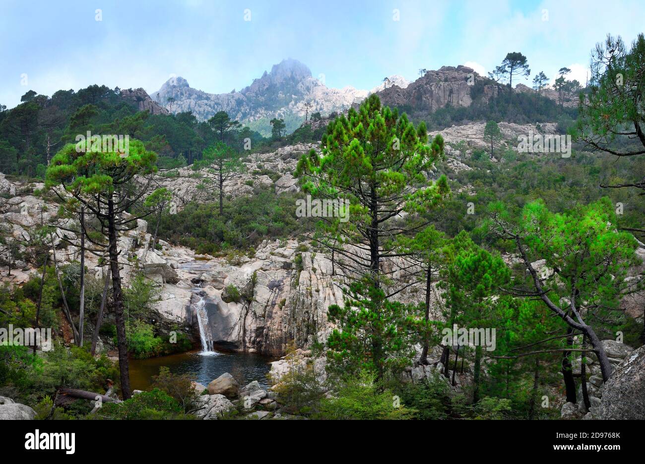 Waterfall in the Aiguilles de Bavella, Corsica, France Stock Photo - Alamy
