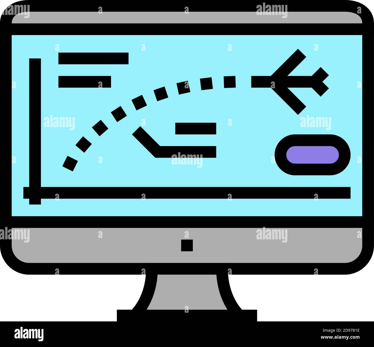 flight path computer simulator color icon vector illustration Stock ...