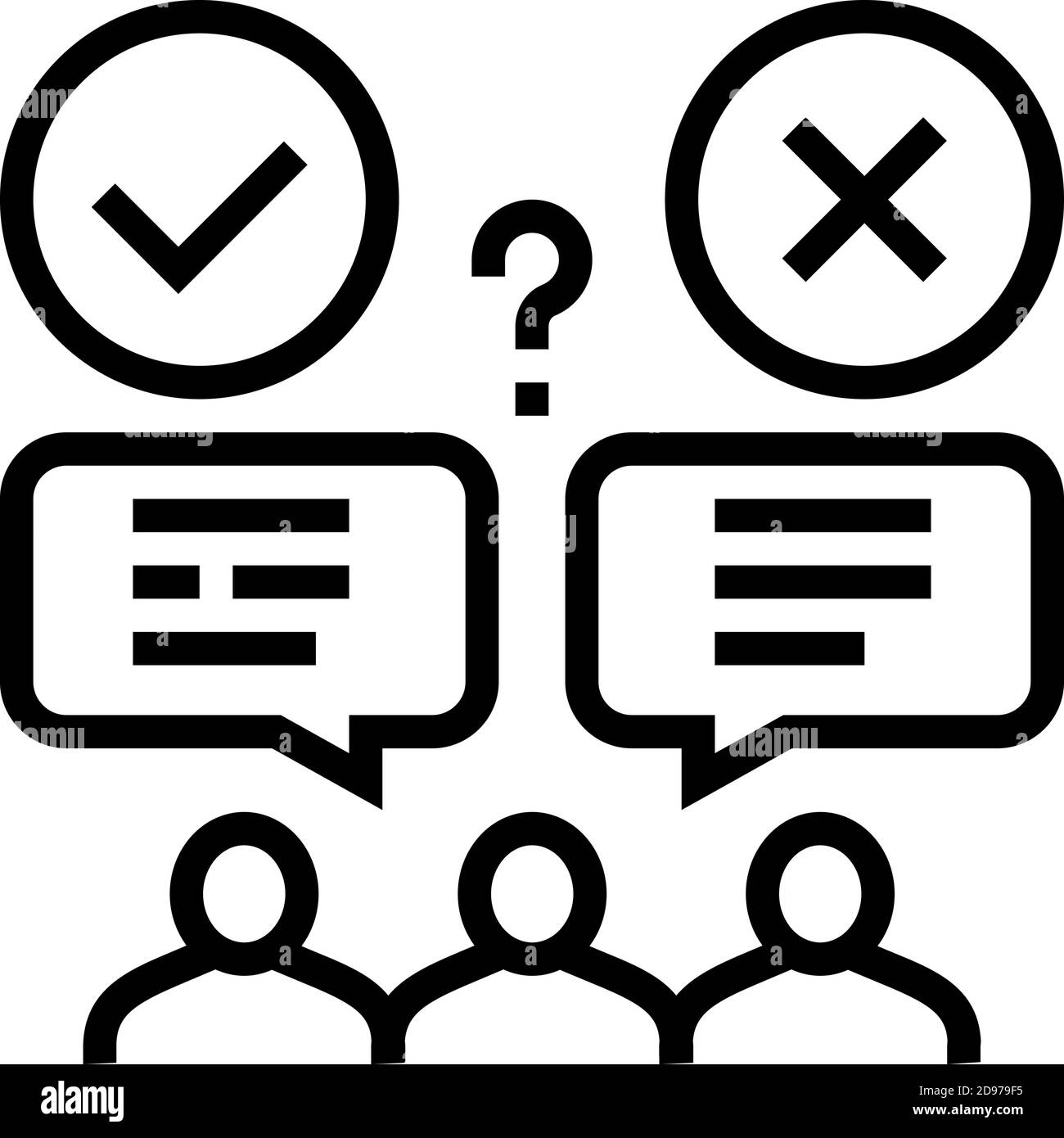 Wrong And Correct Opinion Line Icon Vector Illustration Stock Vector