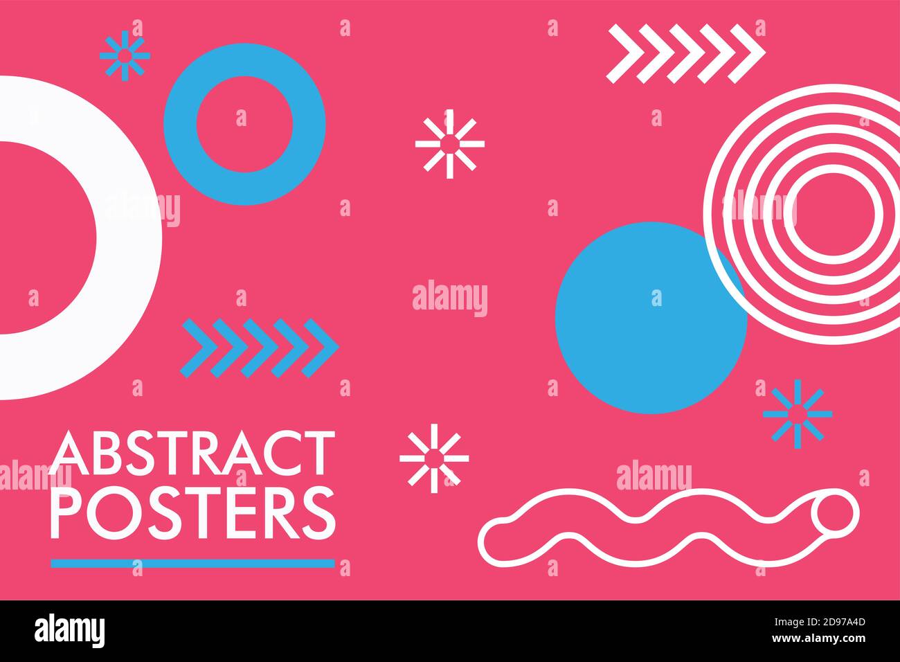 pink and blue abstract poster with memphis banner vector illustration ...